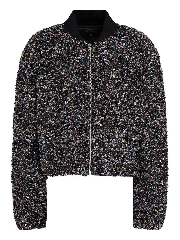 Rag & Bone Sequin-embellished Bouclé Bomber Jacket - Black