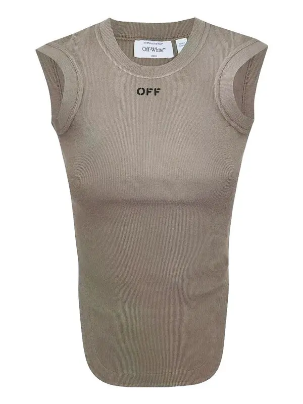 Off-White Logo-print Ribbed Tank Top - Neutrals