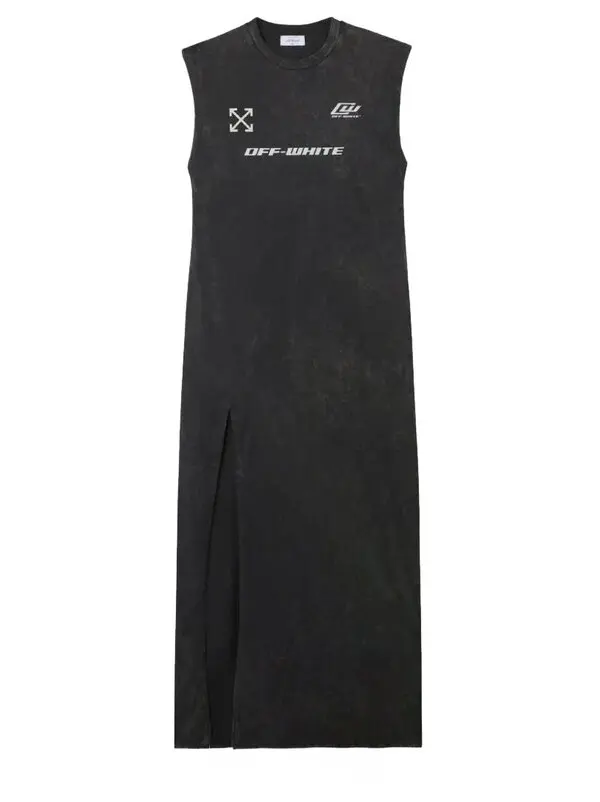 Off-White Marble-effect Logo-print Dress - Black