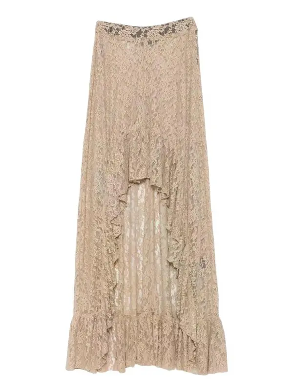 BARBARA BOLOGNA Ruffled Lace Asymmetrical Skirt - Neutrals