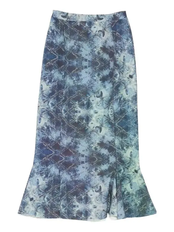 BARBARA BOLOGNA Sirena Acid-wash Diamond-pattern Skirt - Blue