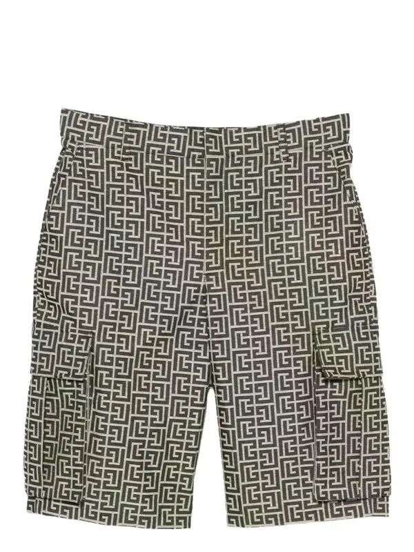 Balmain Monogram Cargo Shorts - Black
