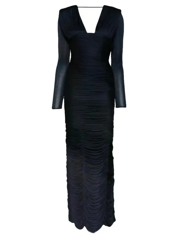 Versace Draped Silk Crêpe Midi Dress - Blue