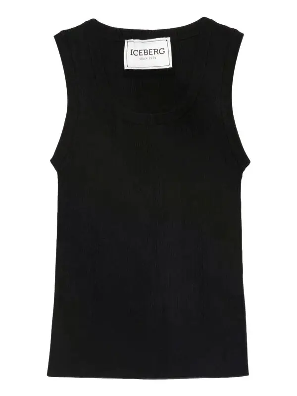 Iceberg Scoop-neck Knit Tank Top - Black