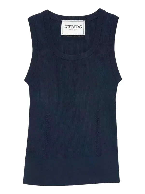 Iceberg Scoop-neck Ribbed Tank Top - Blue