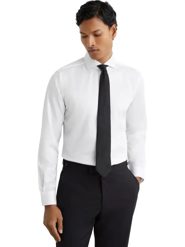 REISS Reg Storm Regular Fit Cotton Double-cuff Shirt - White