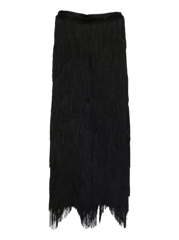 BLESS Fringed Maxi Skirt - Black