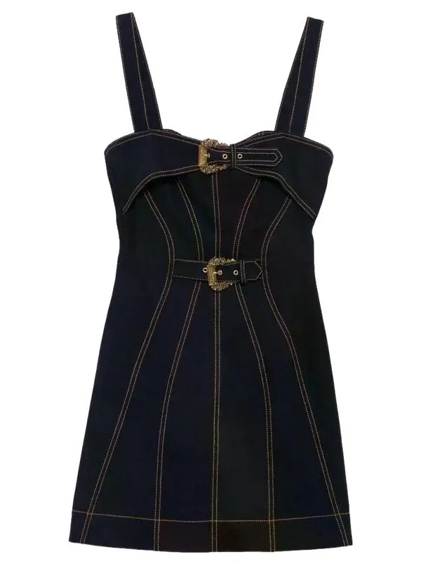 Versace Buckle-detail Panelled Mini Dress - Blue