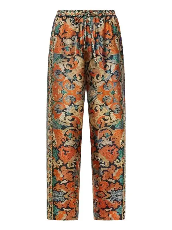 PIERRE-LOUIS MASCIA Tapestry-print Silk Trousers - Orange