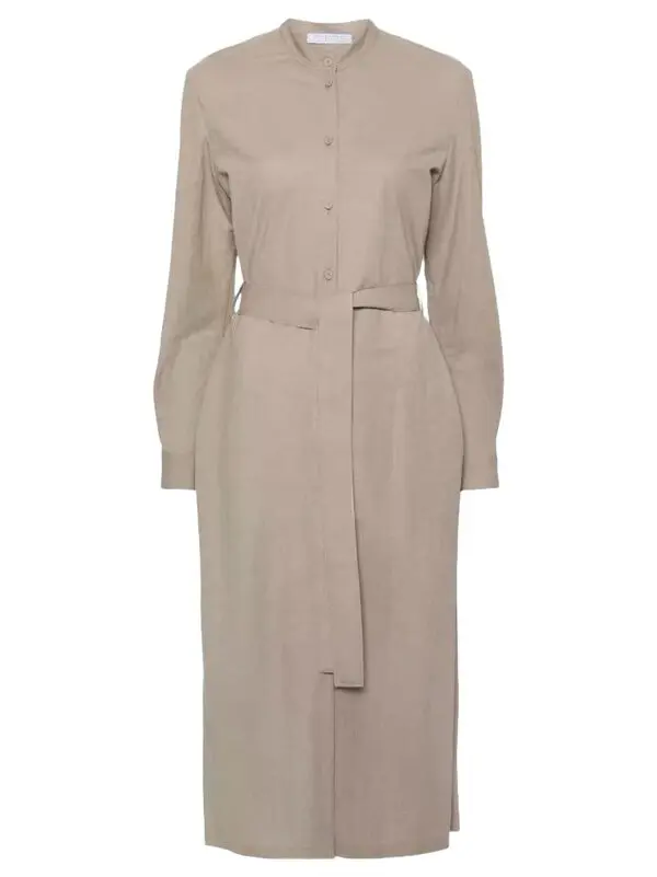Harris Wharf London Belted Button-front Dress - Neutrals