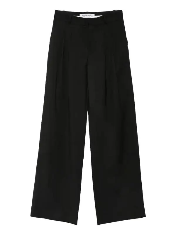 WON HUNDRED Pleated Wide Leg Trousers - Black