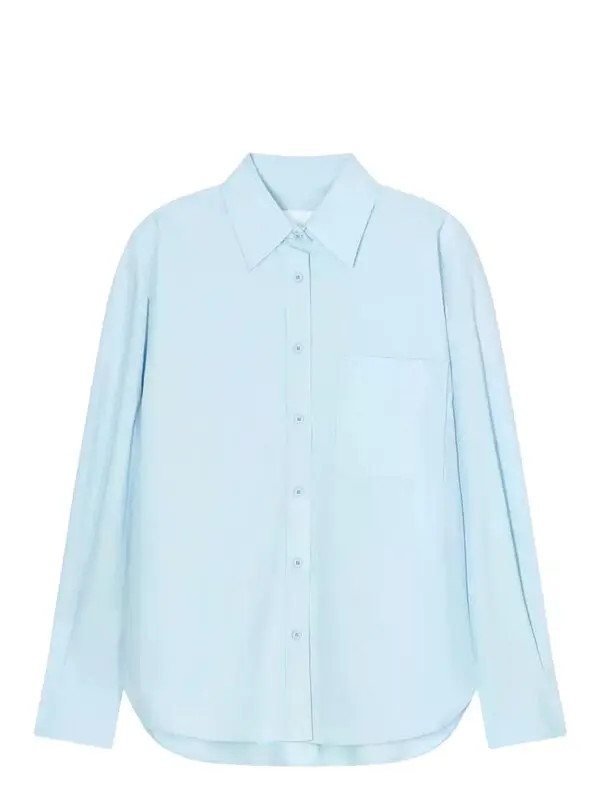 Closed Embroidered Oversized Shirt - Blue