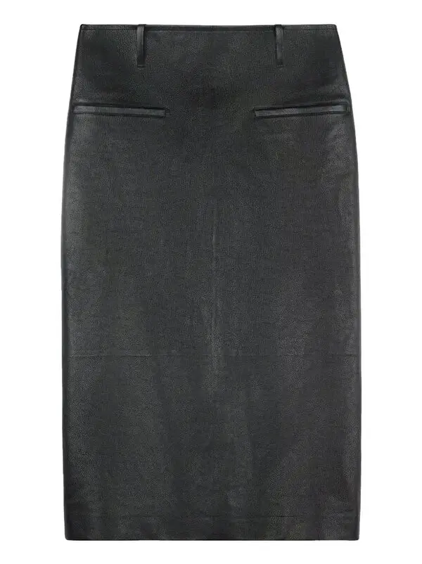 TOD'S Midi Leather Skirt - Black