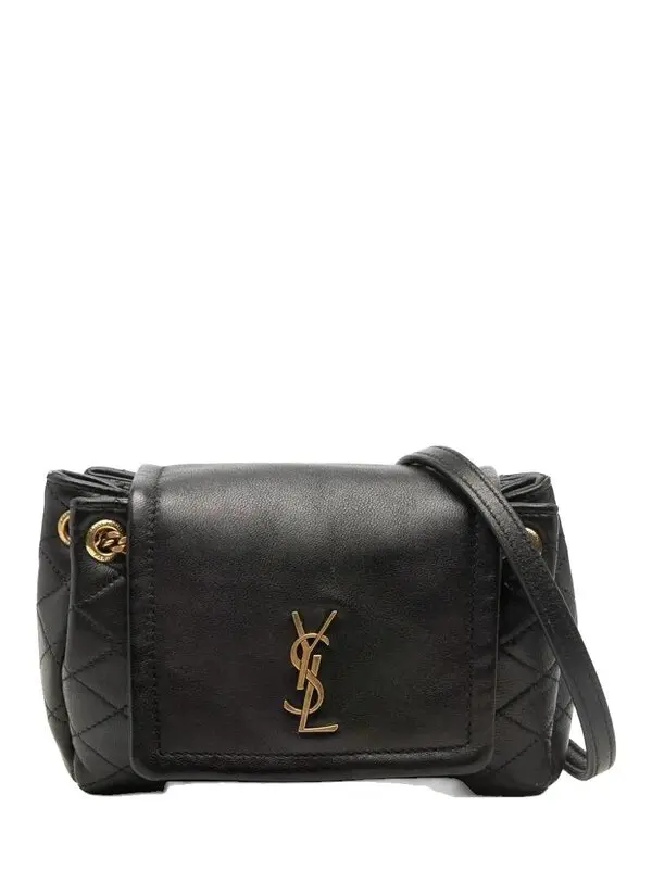 Saint Laurent Mini Quilted Lambskin Monogram Nolita Crossbody Bag - Black