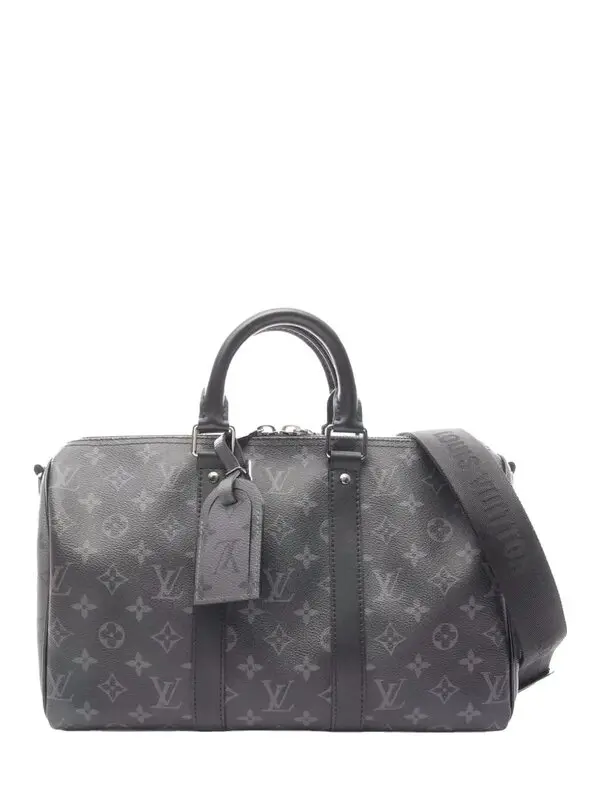 LOUIS VUITTON 2021-2026 Monogram Eclipse Reverse Keepall Bandouliere 35 Satchel - Black