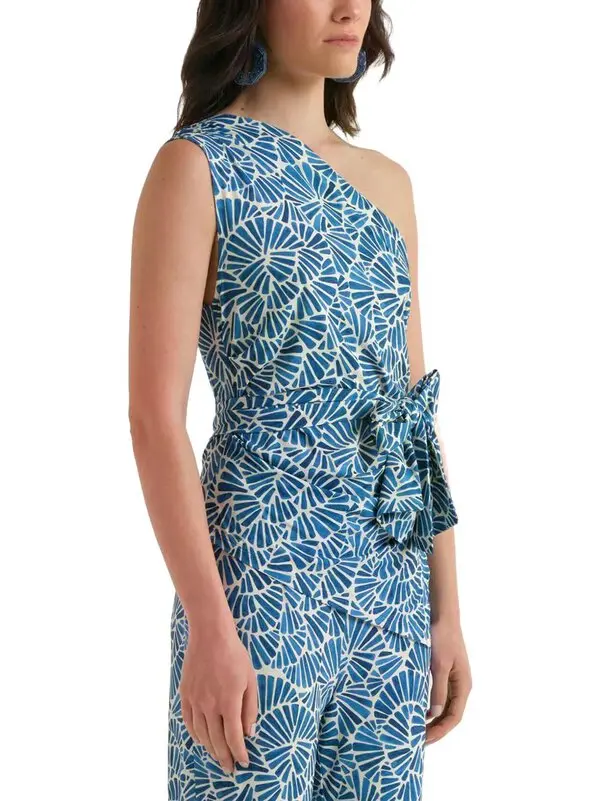 Malìparmi Shell-print Draped Top - Blue