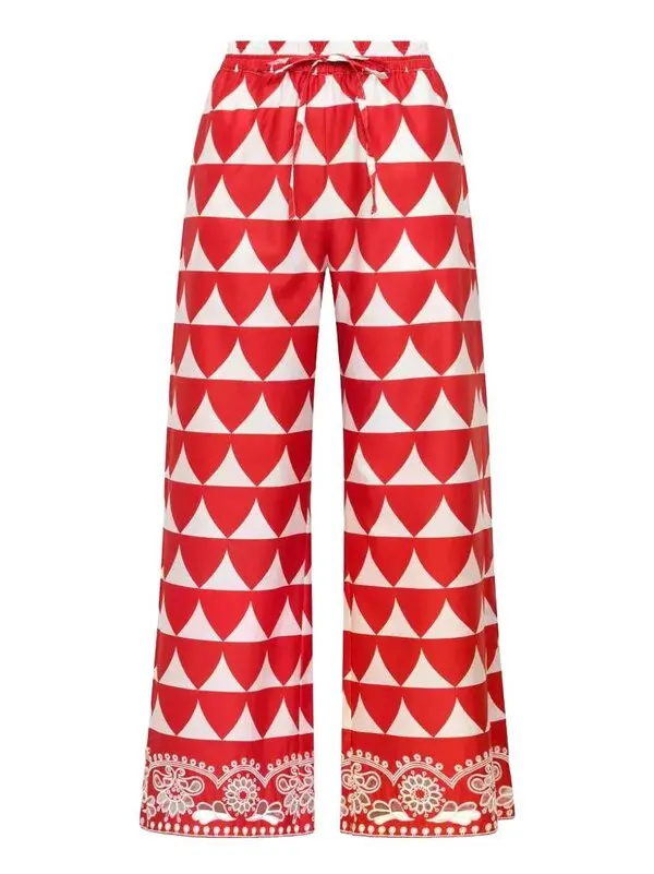 Malìparmi Optical-print Broderie-trim Trousers - Red