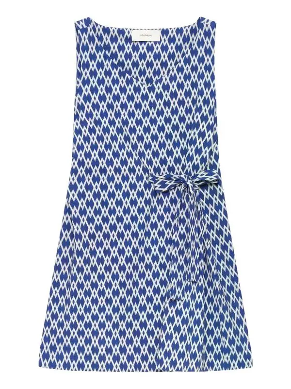 Malìparmi Geometric-print V-neck Top - Blue