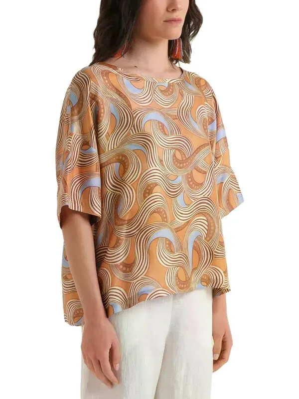 Malìparmi Printed Silk Shirt - Brown