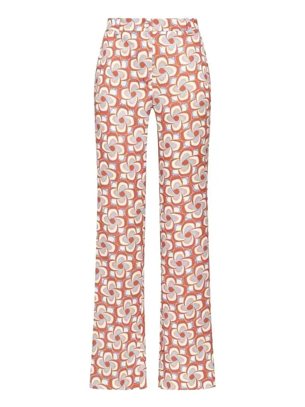 Malìparmi Mouliné Cady Floral-print Trousers - Orange