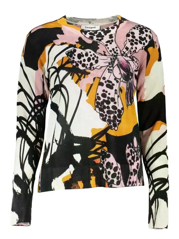 Desigual Abstract Floral-print Sweater - Neutrals