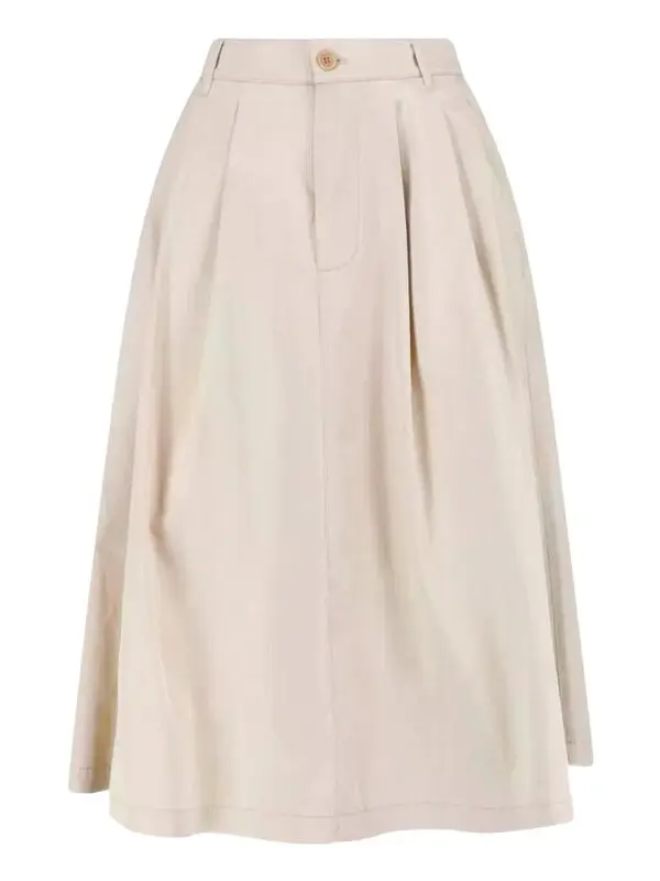 Aspesi Pleated Cotton Skirt - Neutrals