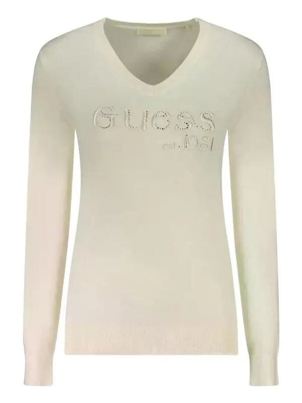 Guess Logo-embroidered V-neck Top - Neutrals