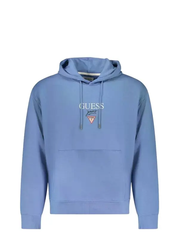 Guess Logo-embroidered Drawstring Hoodie - Blue