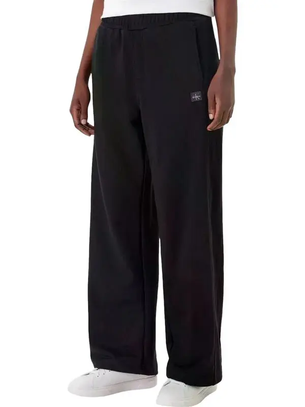 Calvin Klein Logo Patch Wide-leg Track Pants - Black