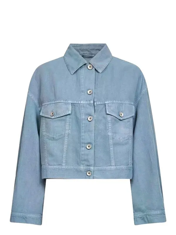 Brunello Cucinelli Cropped Denim Jacket - Blue