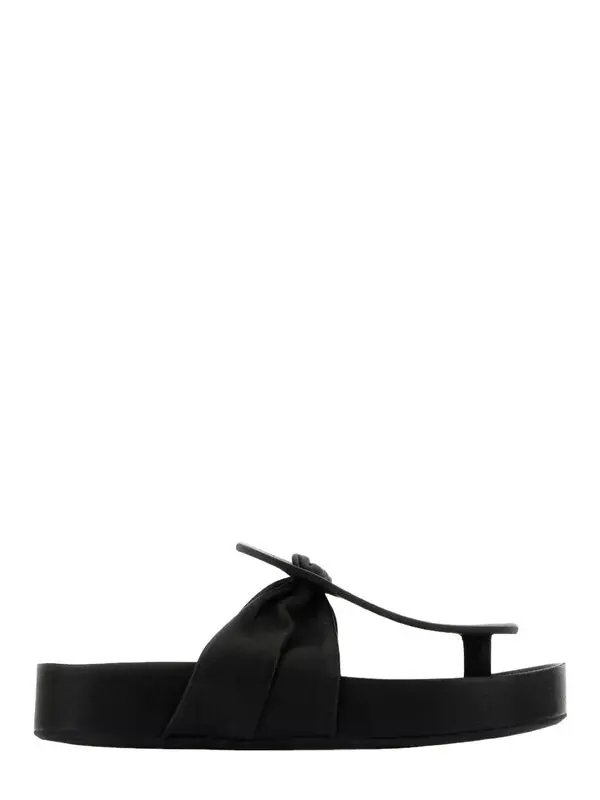 UMA WANG Ruched Leather Platform Sandals - Black