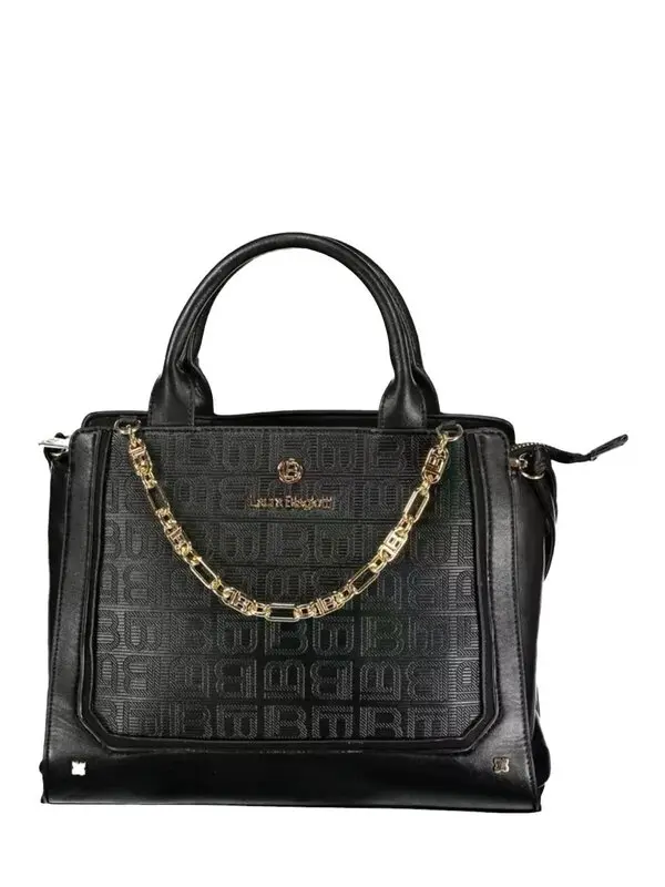 LAURA BIAGIOTTI Monogram-pattern Tote Bag With Chain Detail - Black
