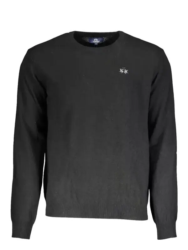 LA MARTINA Logo-embroidered Merino Wool Sweater - Black
