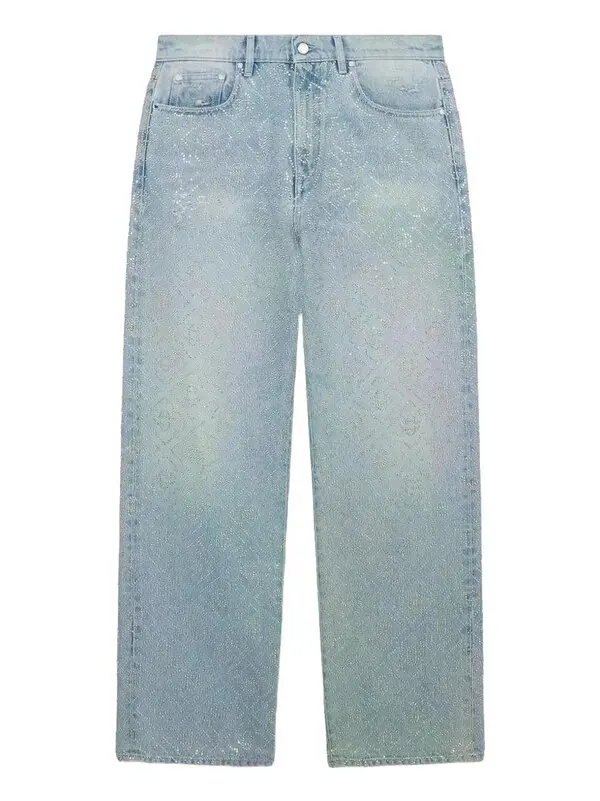 Casablanca Crystal-embellished Monogram Jeans - Blue