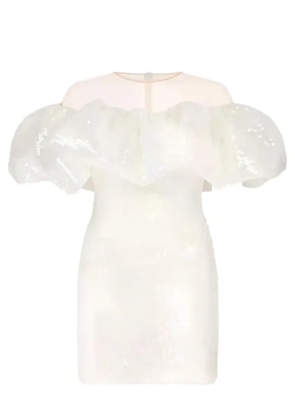 David Koma Sequin-embellished Ruffled Dress - White