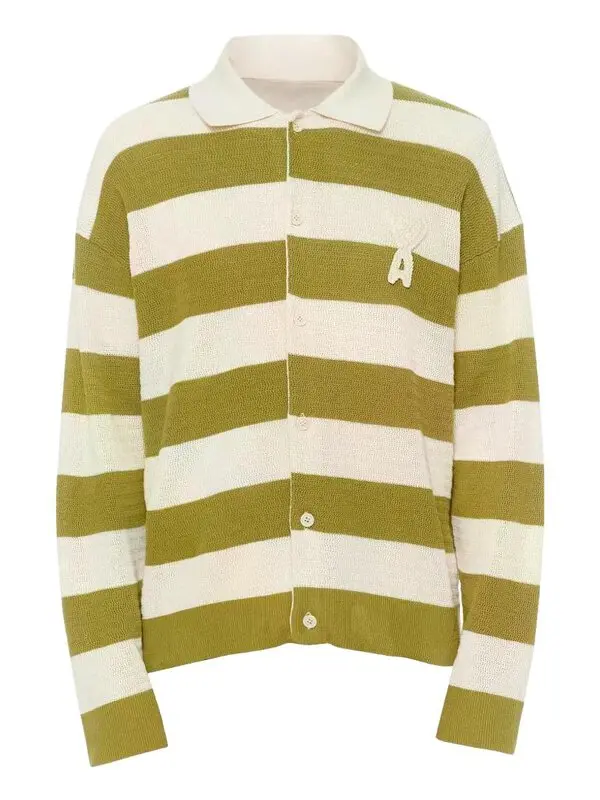 Ami De Coeur Striped Cardigan - Green