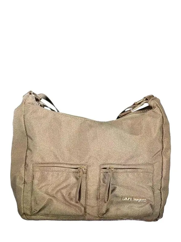 LAURA BIAGIOTTI Zipped Shoulder Bag With Logo Strap - Neutrals