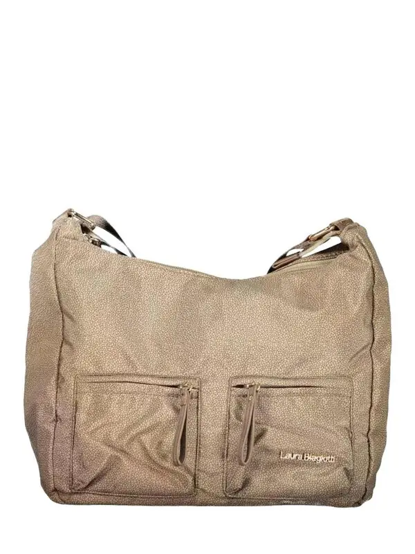 LAURA BIAGIOTTI Zipped Shoulder Bag With Logo Strap - Neutrals