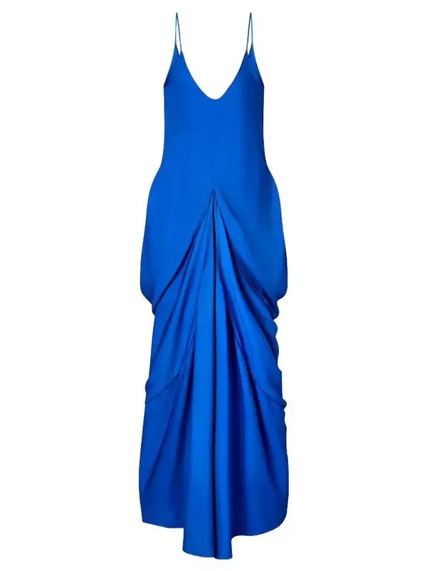 Giorgio Armani Georgette Draped Dress - Blue