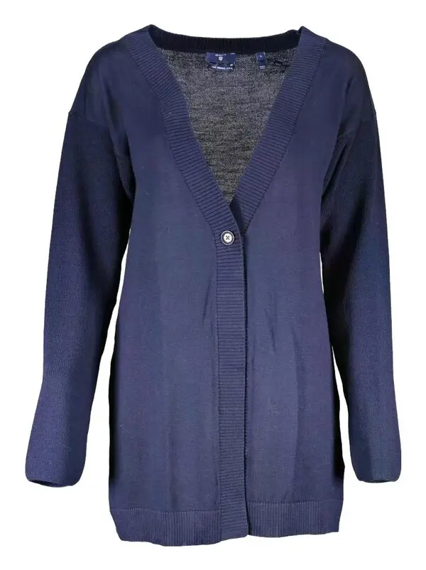 Gant Fine-knit V-neck Cardigan - Blue