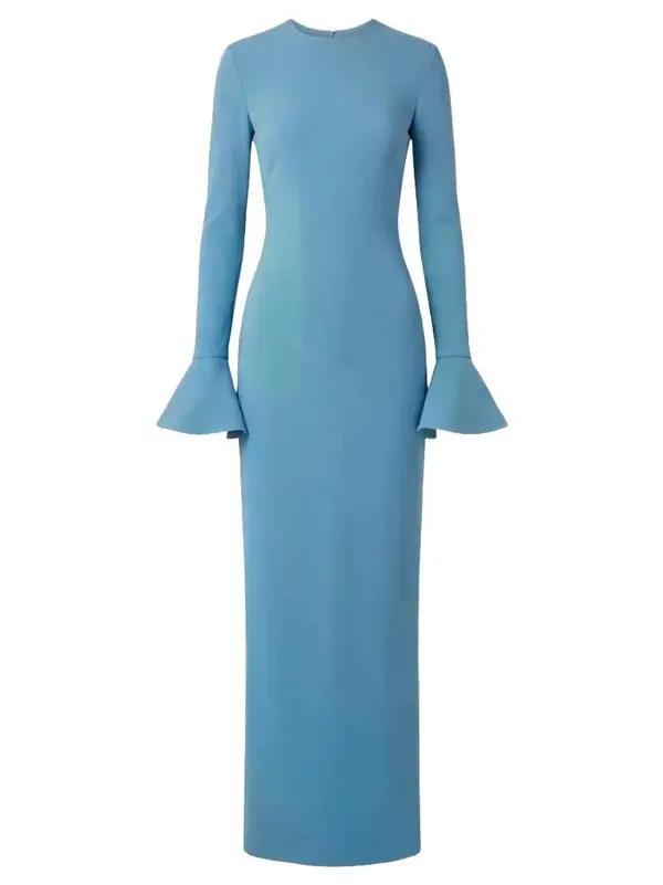 Solace London The Alicia Maxi Flared-cuff Dress - Blue