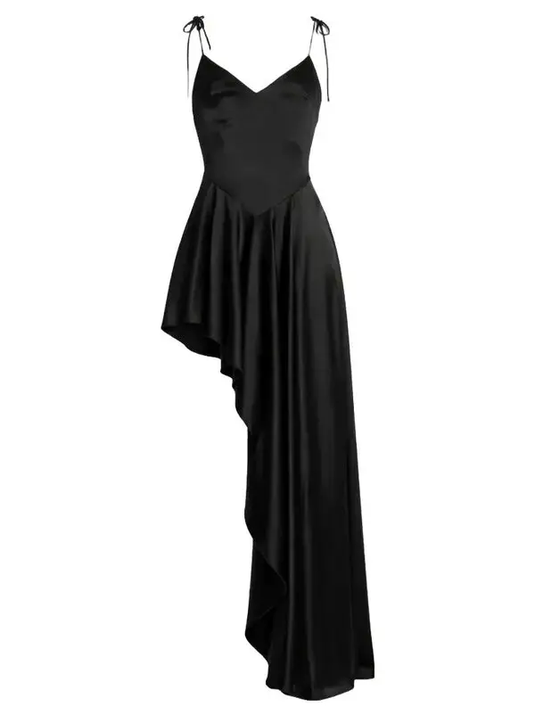 David Koma Asymmetric Ruffled Dress - Black