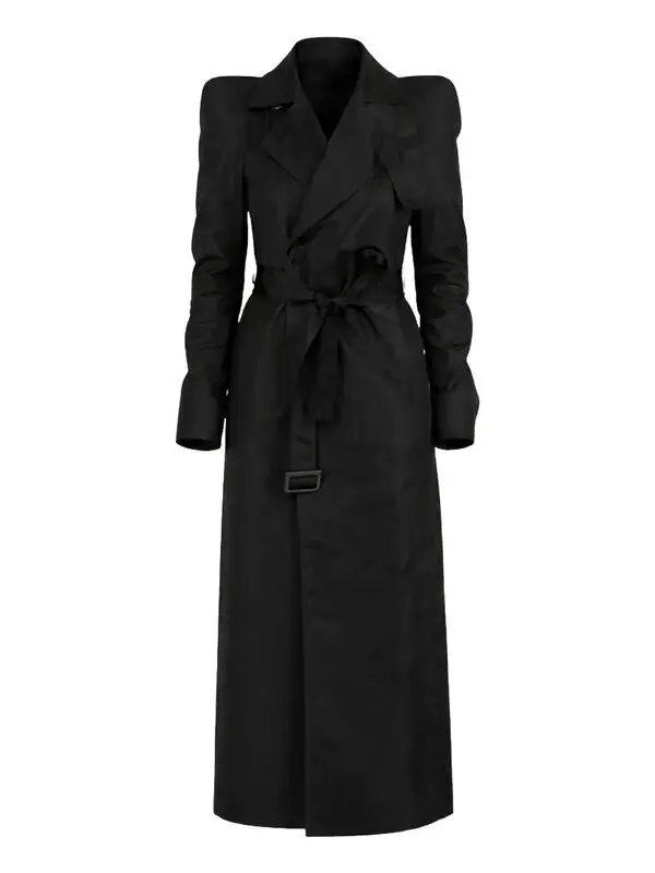 Rick Owens Belted Coat With Structured Shoulders - Black