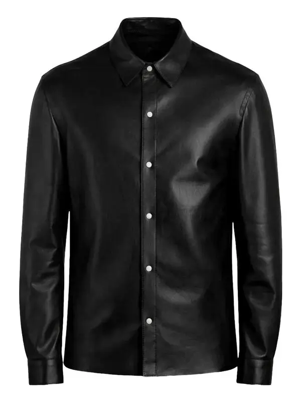 SALVATORE SANTORO Press-stud Leather Jacket - Black