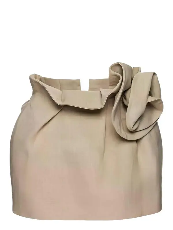 Magda Butrym Linen Mini Skirt With Floral Detail - Neutrals