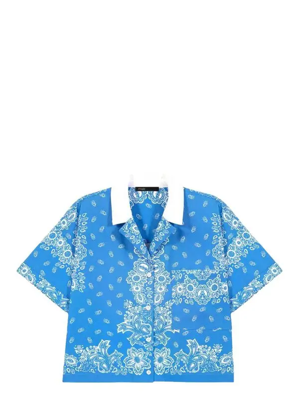 Maje Bandana-print Notched-collar Shirt - Blue