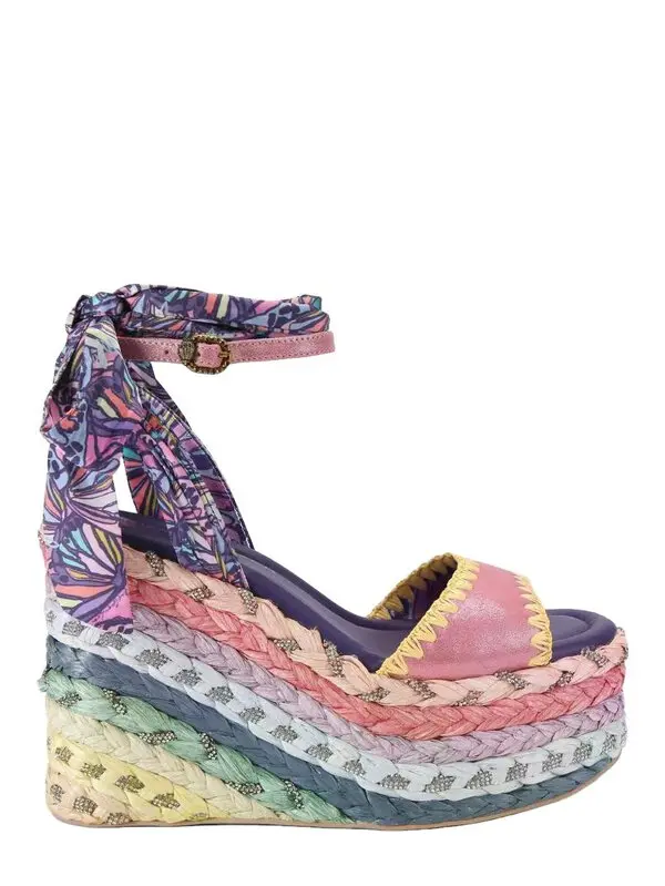 Kurt Geiger Chelsea Butterfly-print Crystal-embellished Espadrilles - Pink