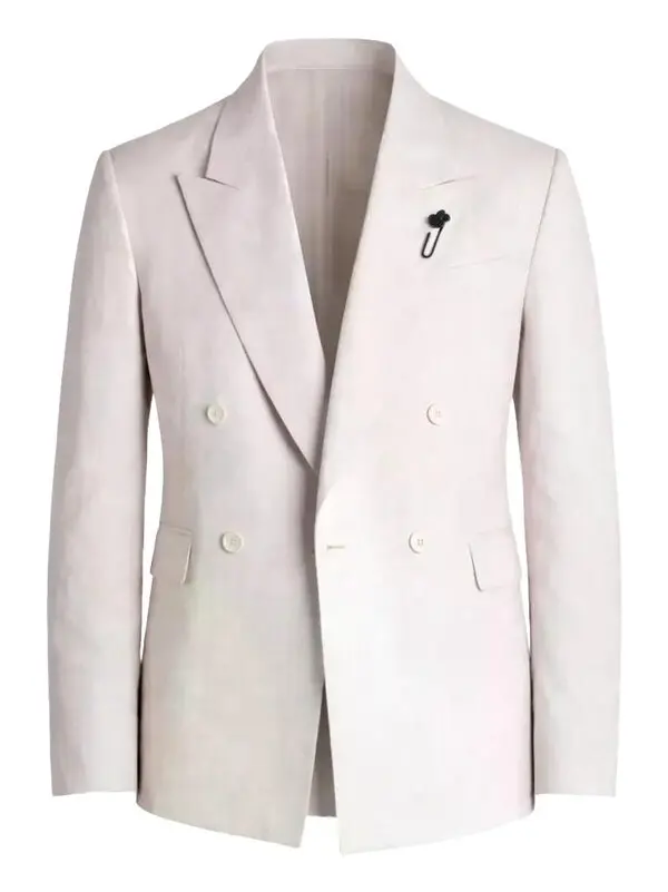 LARDINI Double-breasted Peak-lapel Blazer - Neutrals