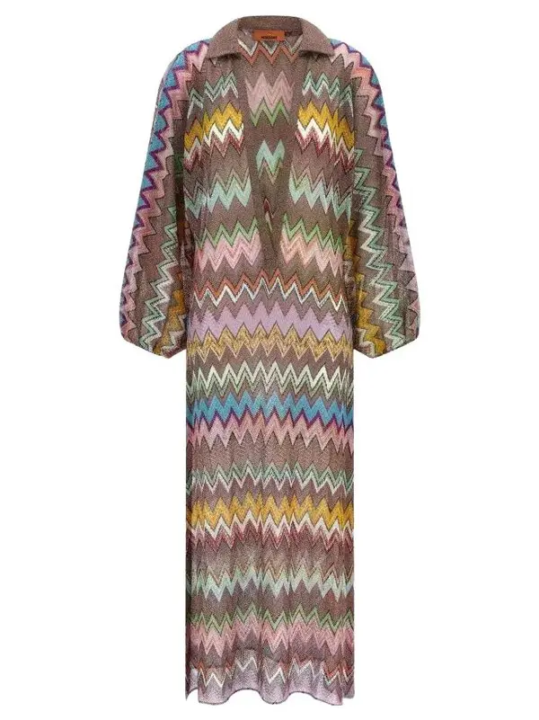 Missoni Zigzag-print V-neck Dress - Brown