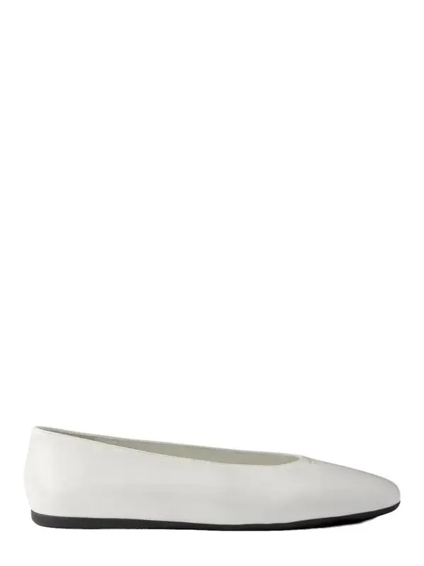 Prada Brushed Leather Ballerinas - White